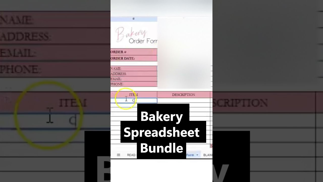 Bakery Business Template Bundle, Cupcake Business Plan, Google Sheets Excel Spreadsheet Order Form