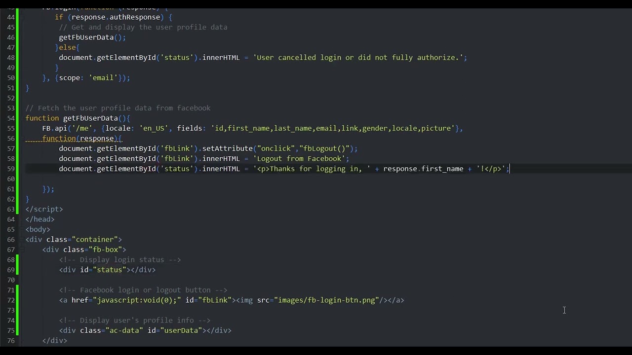 Login with Facebook using javascript graph API