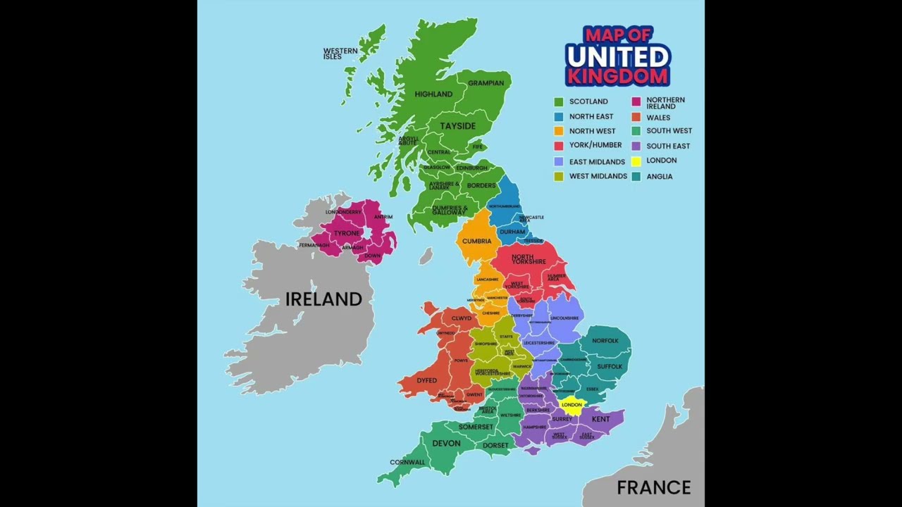 Mapa del Reino Unido con Nombres