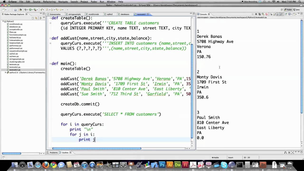 Python 2.7 Tutorial Pt 12 SQLite