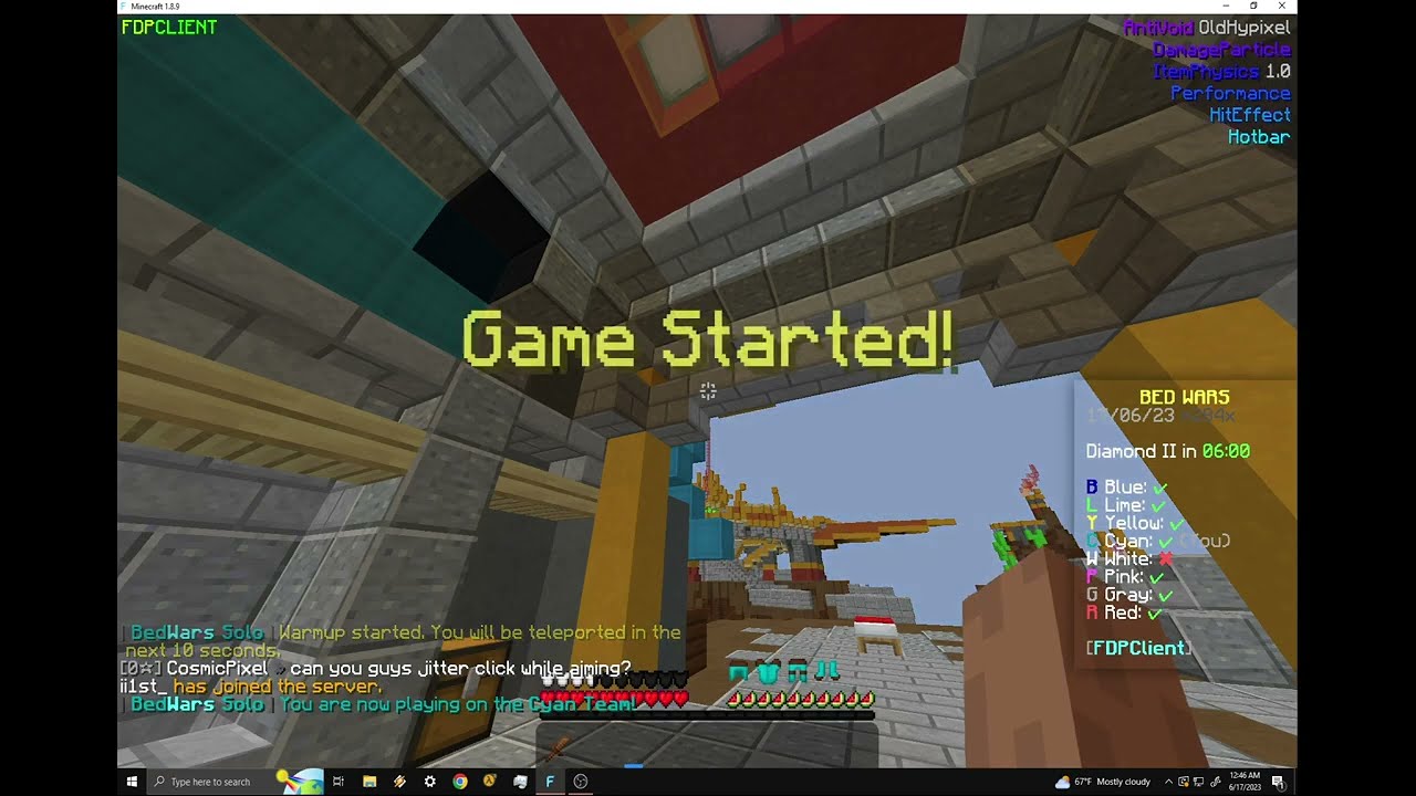 FDP Client BlocksMC BedWars solo Hacking Killaura ,speed ,fastbridge (minecraft)