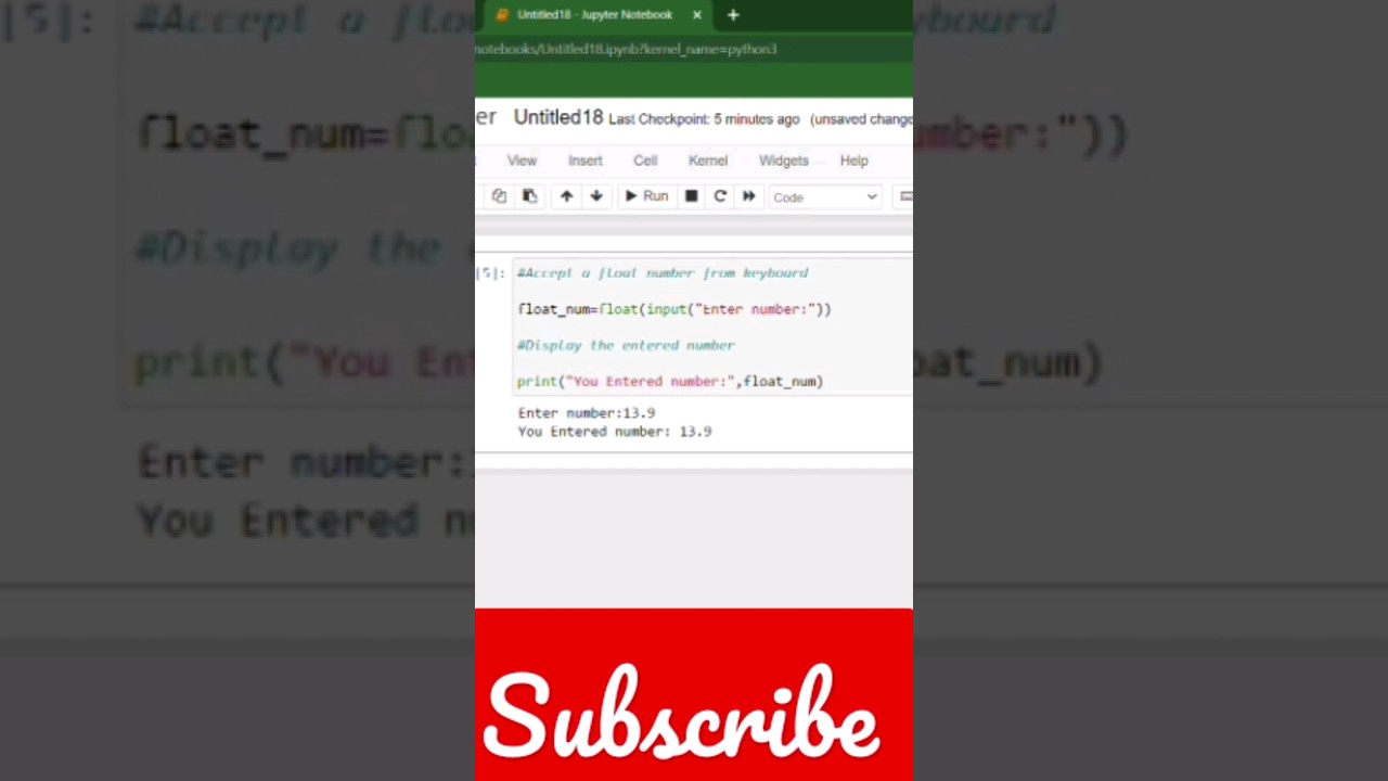 A python program to accept a float number from keyboard ||#shorts #coding