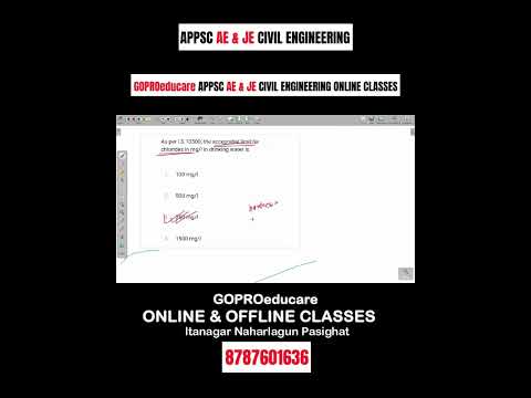 acceptable limit for Cholorides in drinking water APPSC AE & JE Civil ENGG