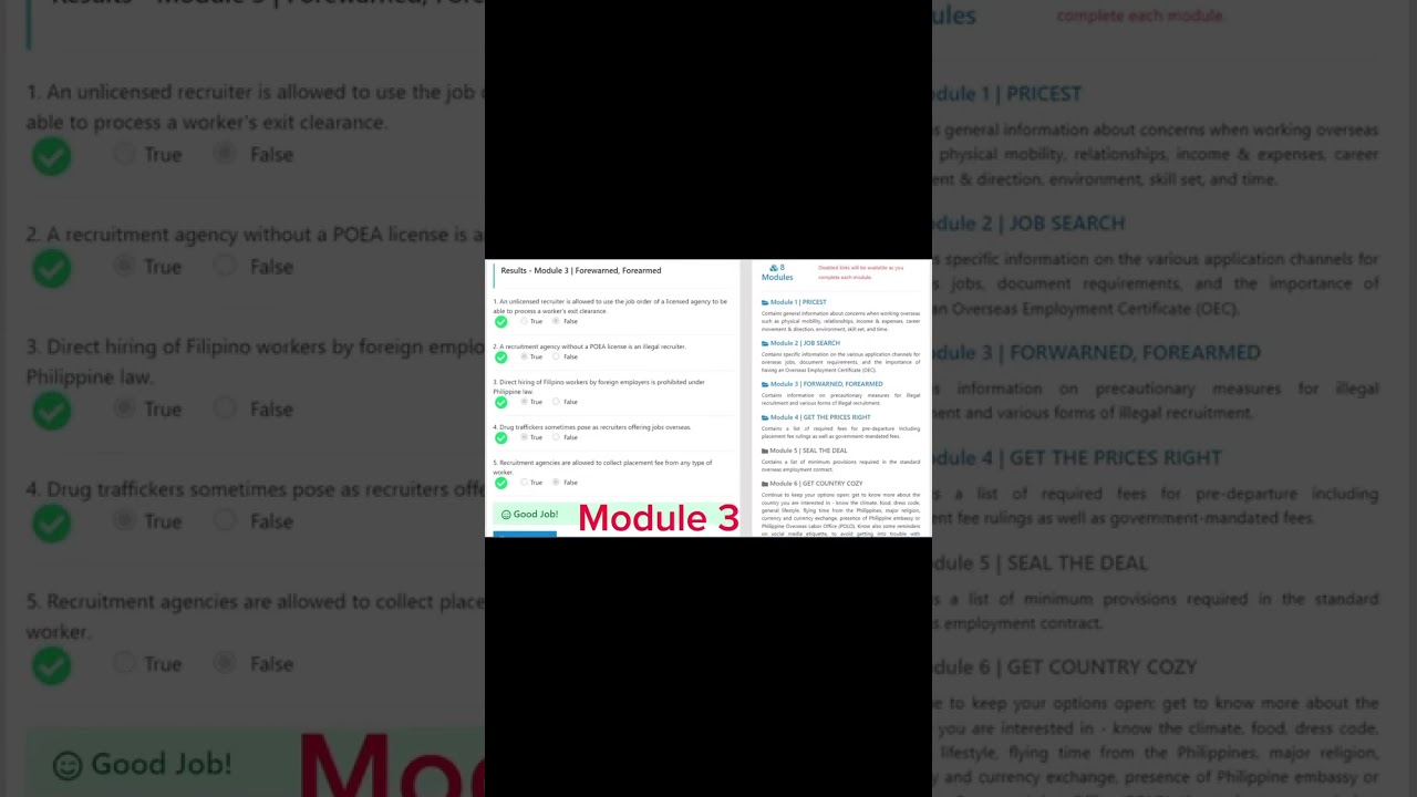 PEOS Answers Module 1 to Module 8