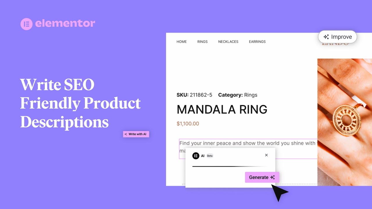 Write SEO Friendly Product Descriptions in Seconds with Elementor AI