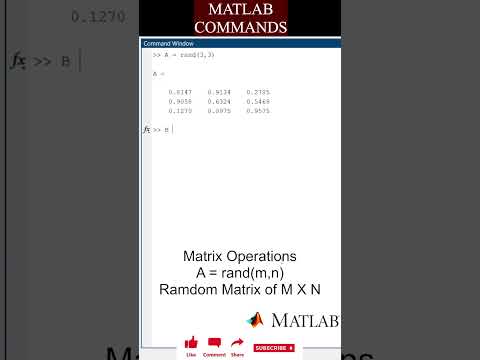 #Shorts #matlabtutorials - Matrix Operations - Random Matrix (M X N) #command #operators