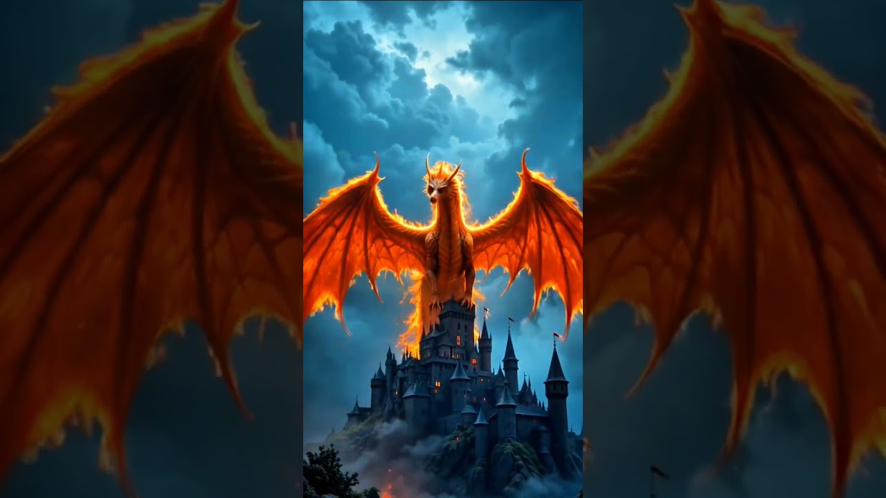 Live wallpaper | Dragon Above the Stormy Castle. #DragonWallpaper #EpicDragon #MedievalFantasy