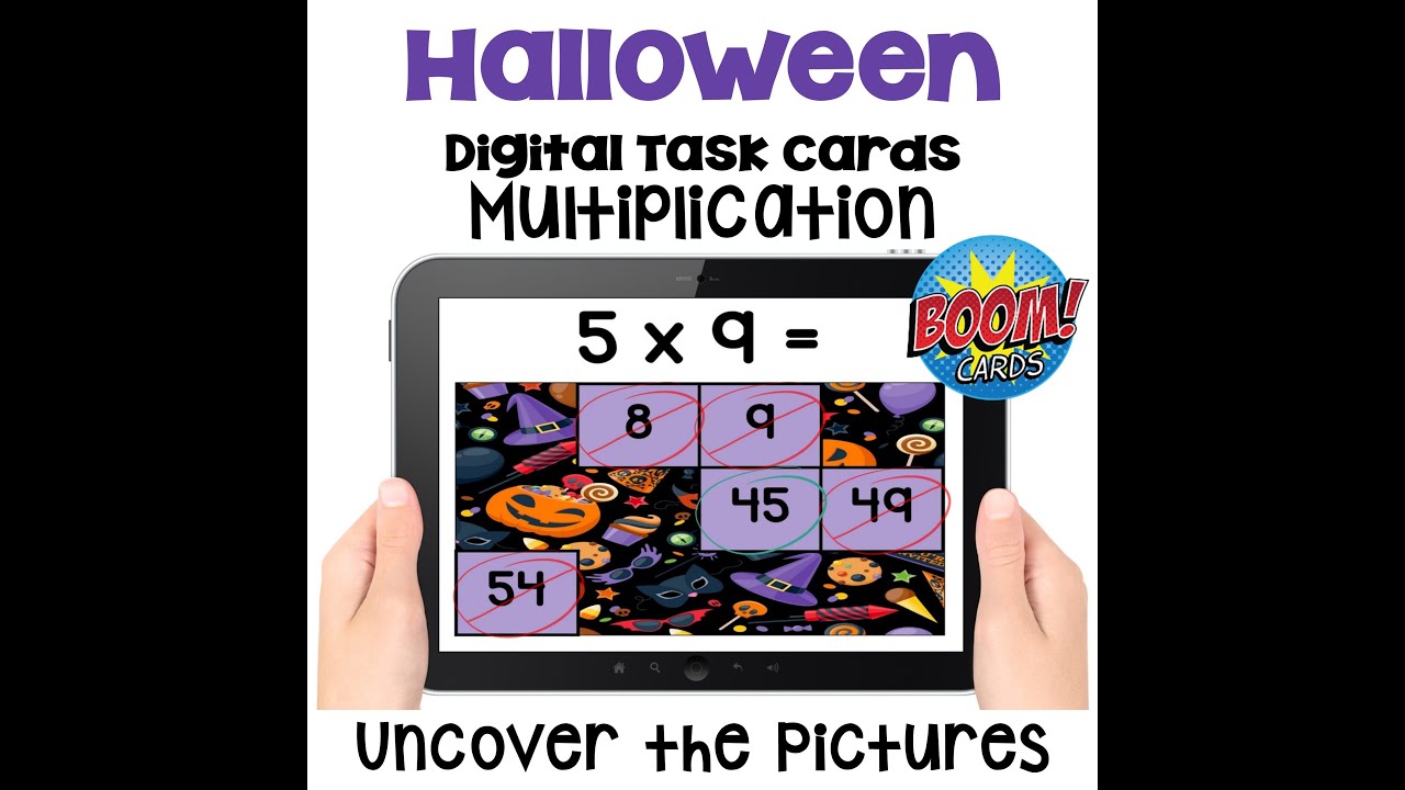 Halloween Multiplication Fun with Uncover the Picture Boom Cards
