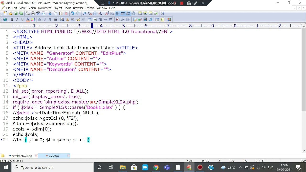 Read excel and display in html with php simplexlsx