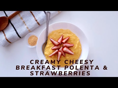 Creamy Cheesy Italian Polenta & Strawberries #shorts | Basic & Easy Polenta recipe