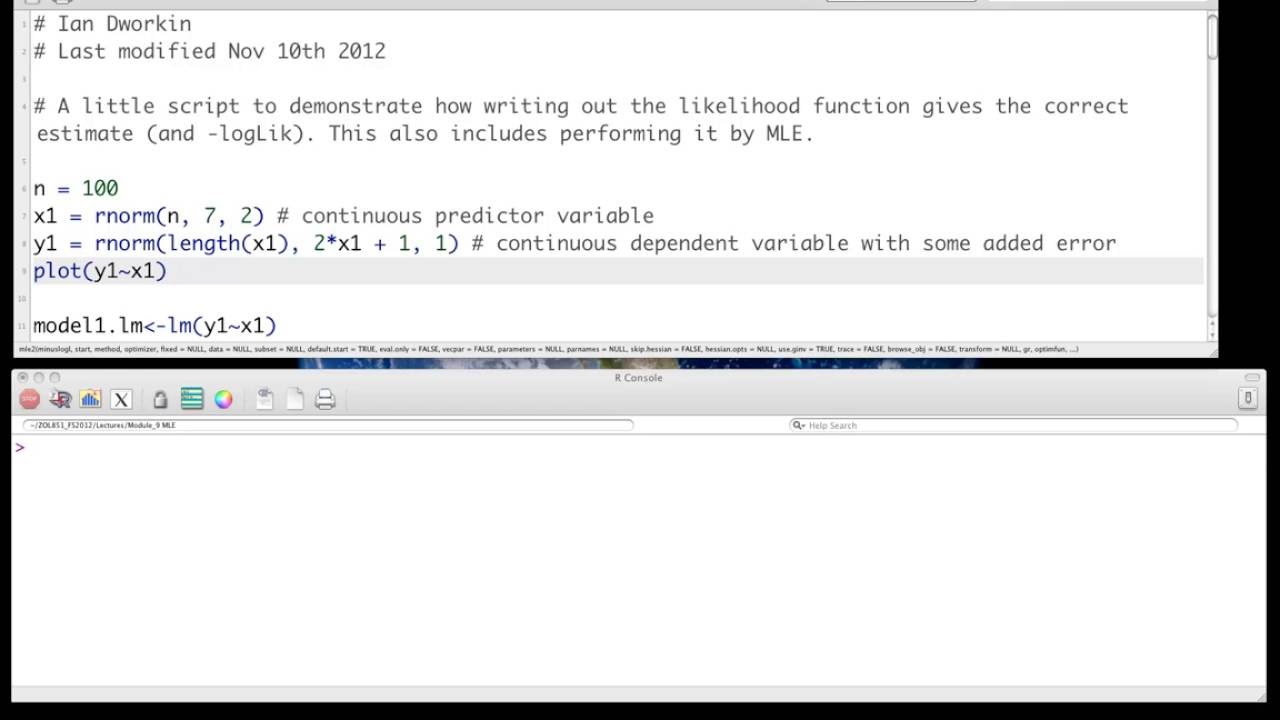 Using R to fit regression models using maximum likelood