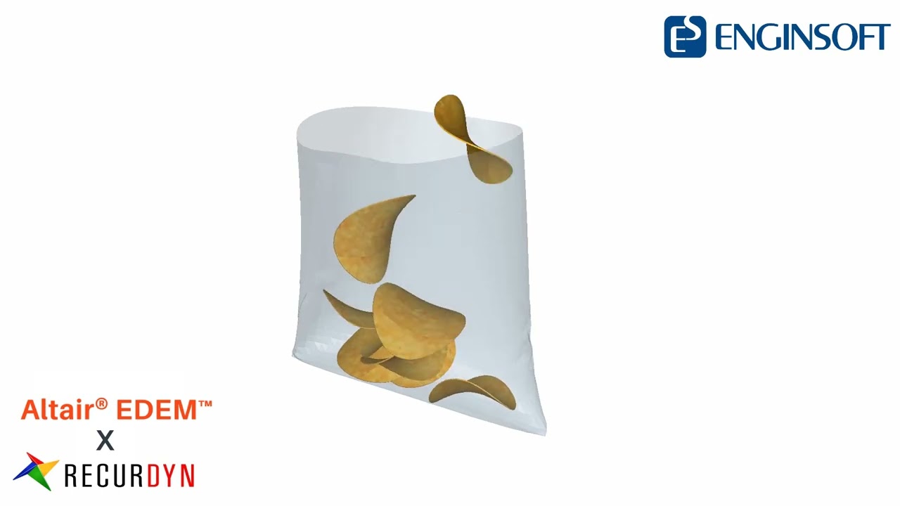 Befüllen einer Chipstüte (DEM & MFBD Simulation)