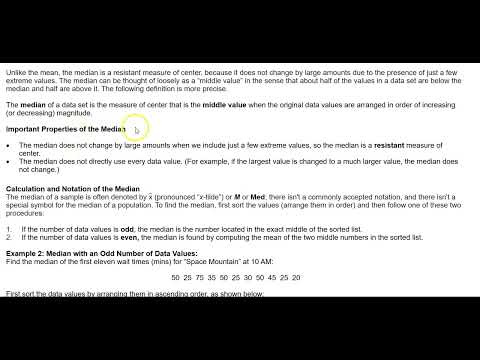 Math 14 3.1 Median: Definition, properties, calculation and notation