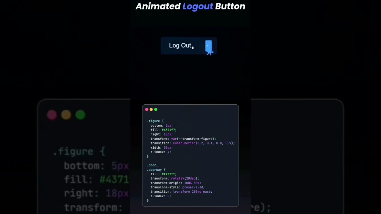 Animated Log Out Button #animation #coding #web #html #css #viral #frontend