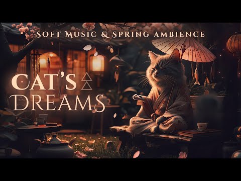 🌸 Cat's Dreams Beneath Cherry Blossoms • Fantasy Forest Spring Ambience & Tranquil Soft Music
