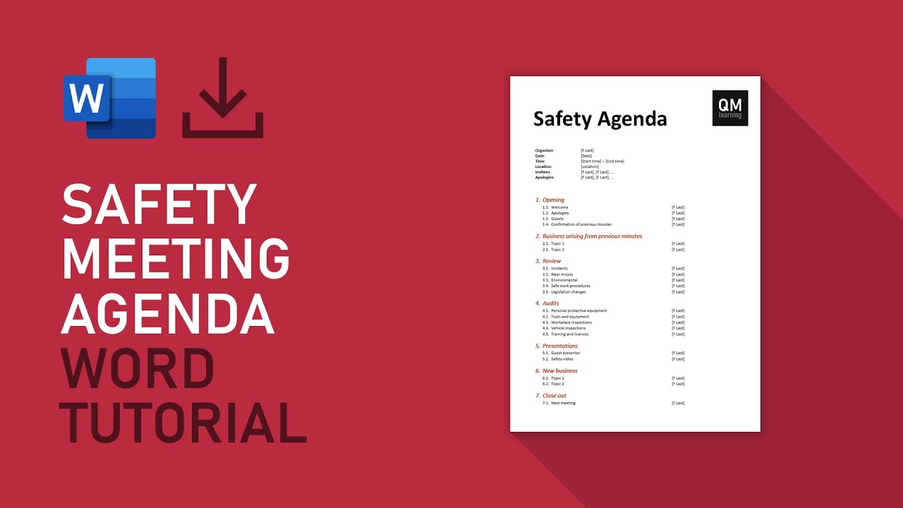 Basic Safety Meeting Agenda Template | Microsoft Word Tutorial