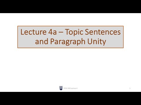 Lecture 4a Topic Sentences