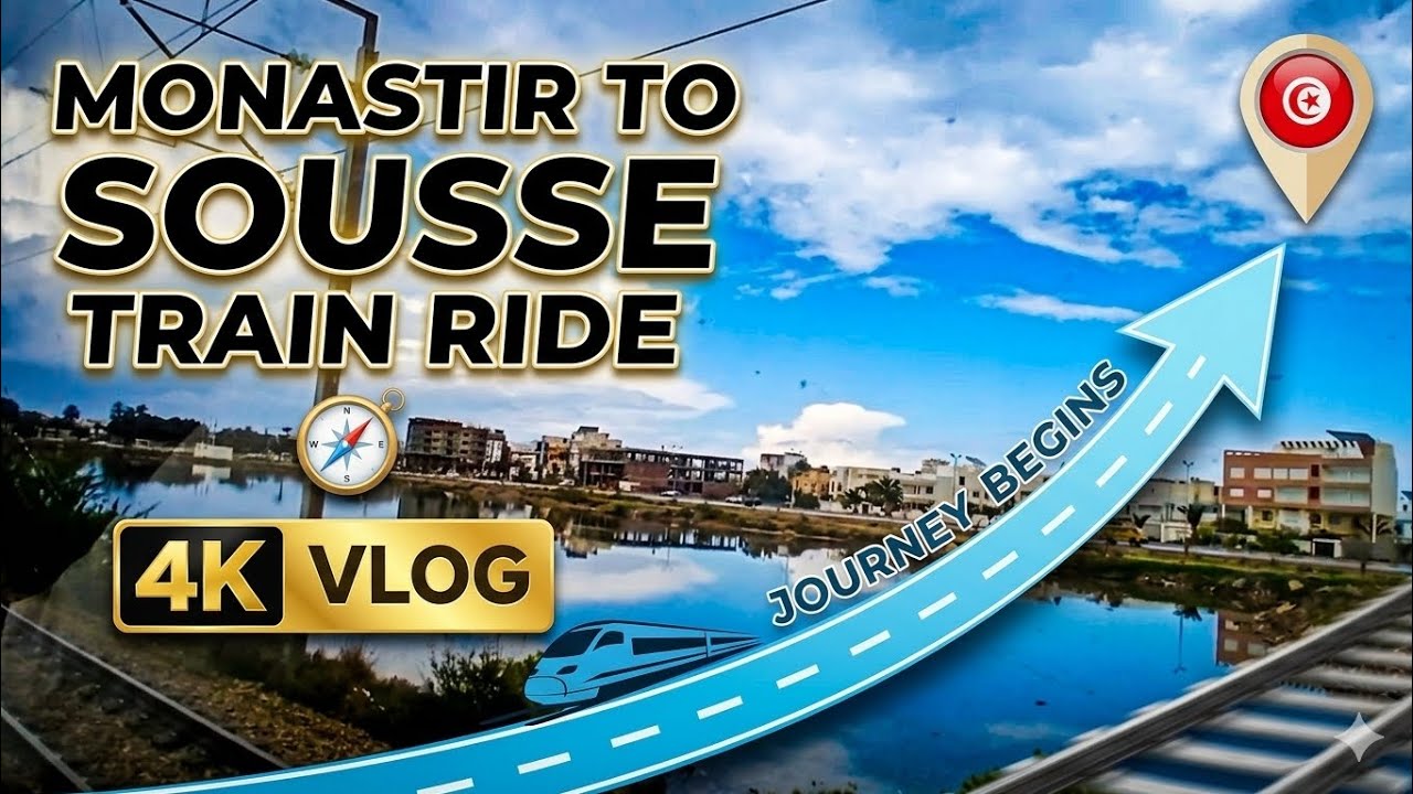 🚆🇹🇳 Monastir to Sousse Metro Ride | Tunisia Train Journey 4K