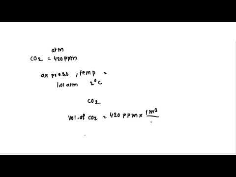 The mixing ratio of carbon dioxide (CO2) in the atmosphere is 400 ppm. Assuming that the pressure a…