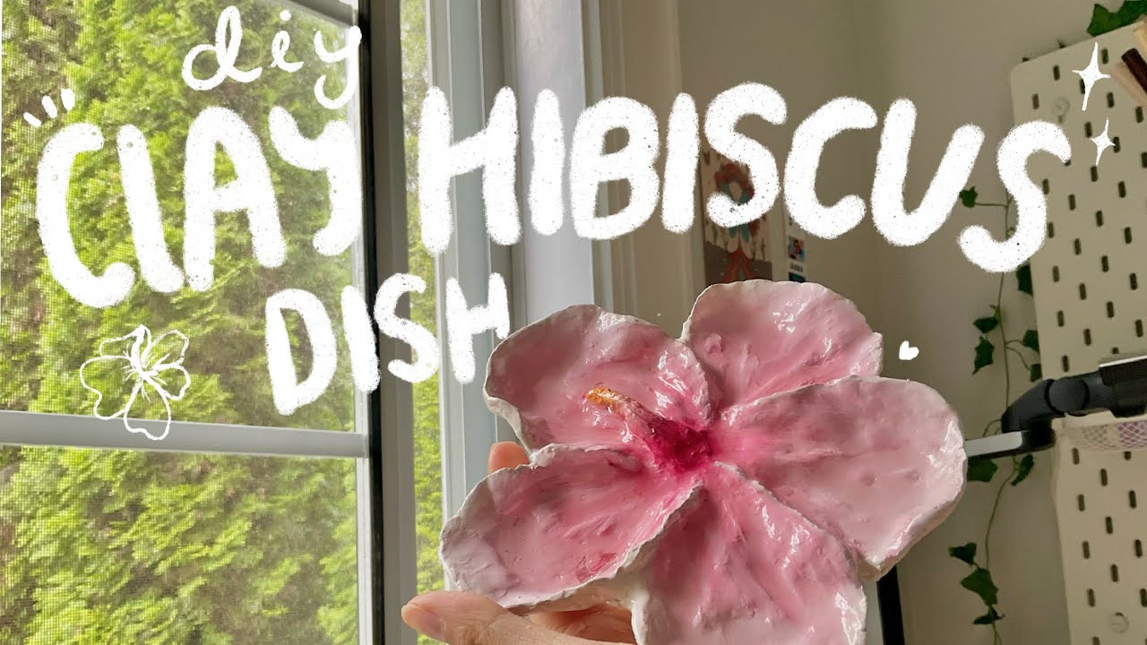 diy clay hibiscus dish 🌺✨pinterest inspired !! #clay #clayart #aestheticartandcrafts