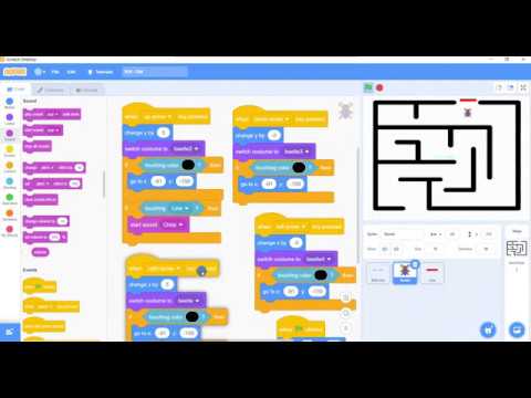 شرح Scratch Programming Lesson 31 Maze game 2 مشروع لعبة المتاهة بلغة سكراتش الجزء الثاني معتمد ...