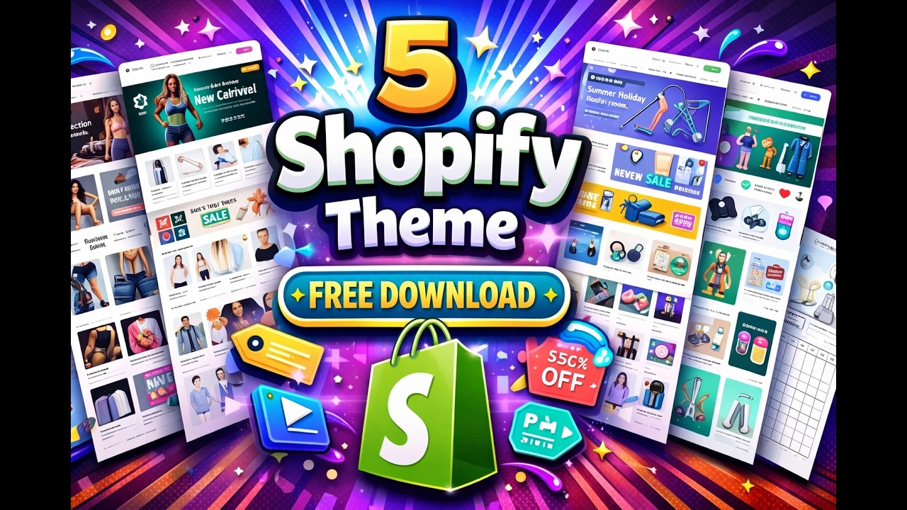 FREE DOWNLOAD 🛒 5 Shopify Themes | Editable & Ready-to-Use Store Templates