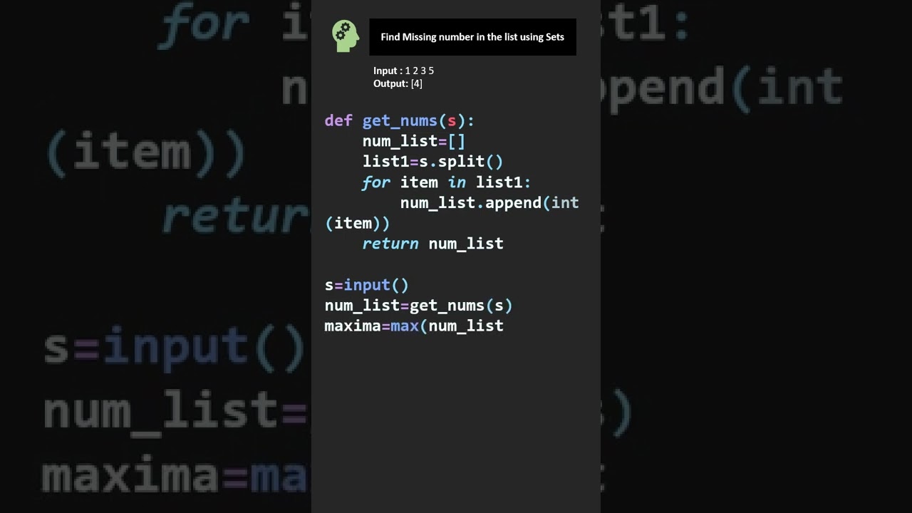 Find Missing numbers in the List using #Python