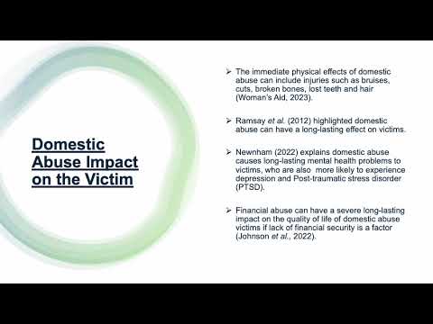 Domestic Abuse in the UK: Definition of DA, Legislation, Theory and Impact on the Victim.