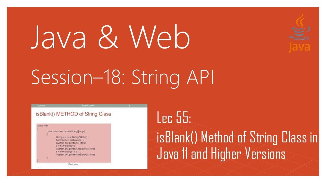 String API in Java | #55 | isBlank() Method of String Class in Java 11 and Higher Versions