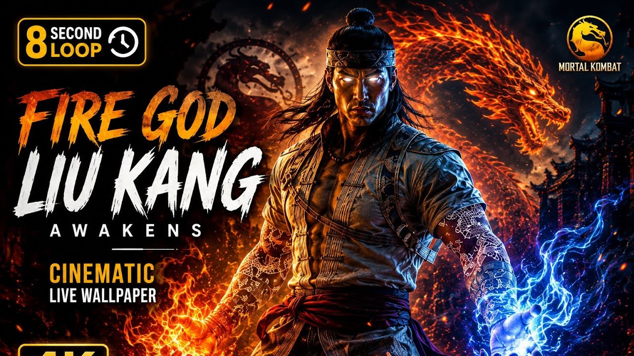 🔥 FIRE GOD LIU KANG AWAKENS 🔥 | 4K Cinematic Live Wallpaper | Mortal Kombat Inspired