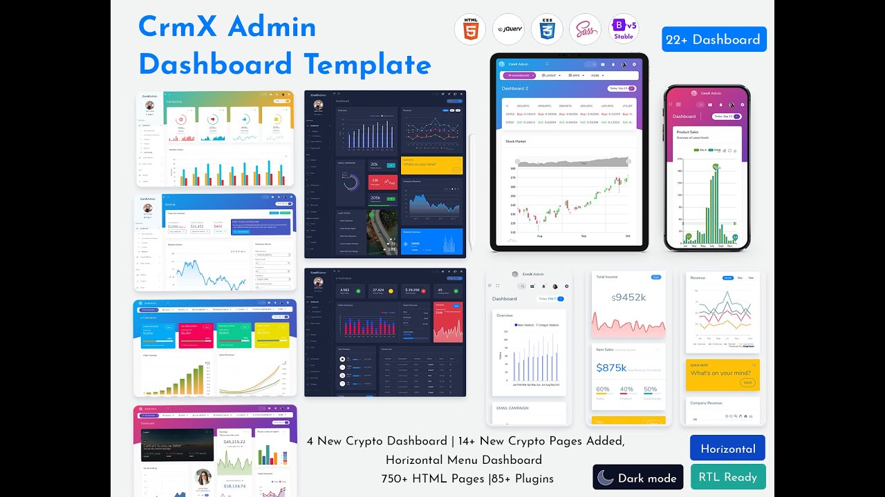Bootstrap 5 Admin Template fully Responsive With Sass – CrmX