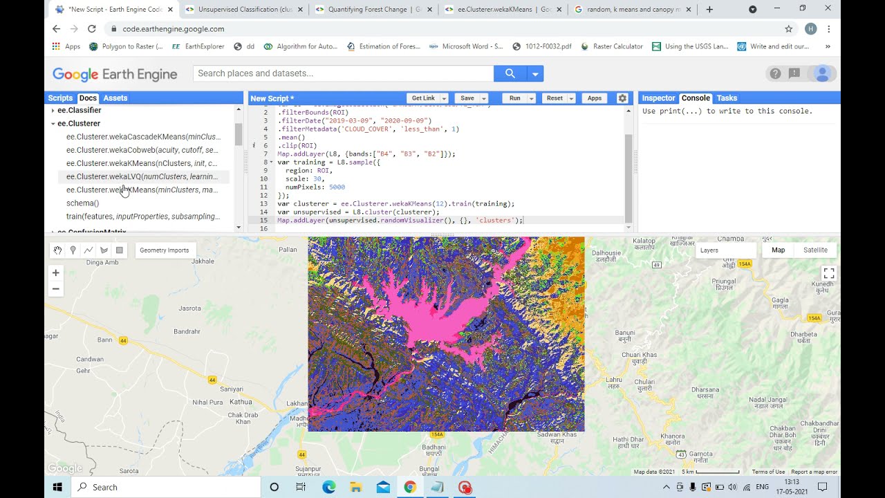 Unsupervised classification using Google Earth Engine