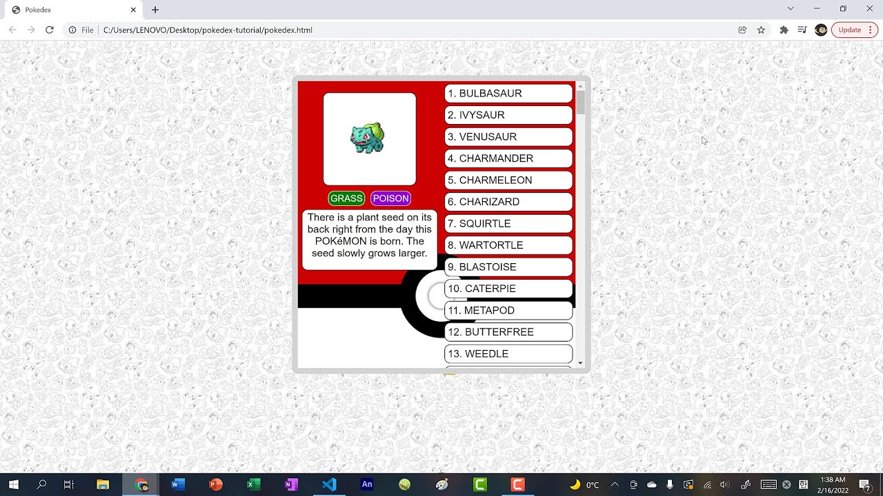 Pokedex Javascript with PokeAPI Demo
