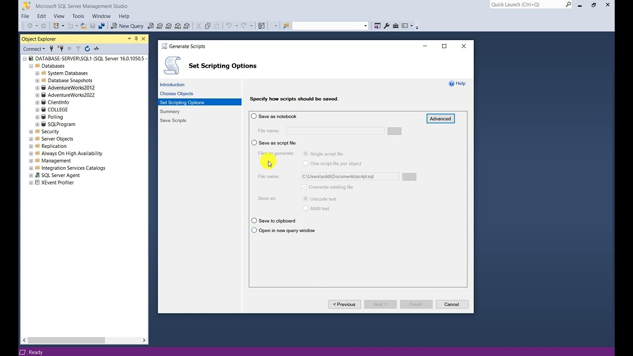 How to Script Out Entire Database and All Database Objects in SQL Server