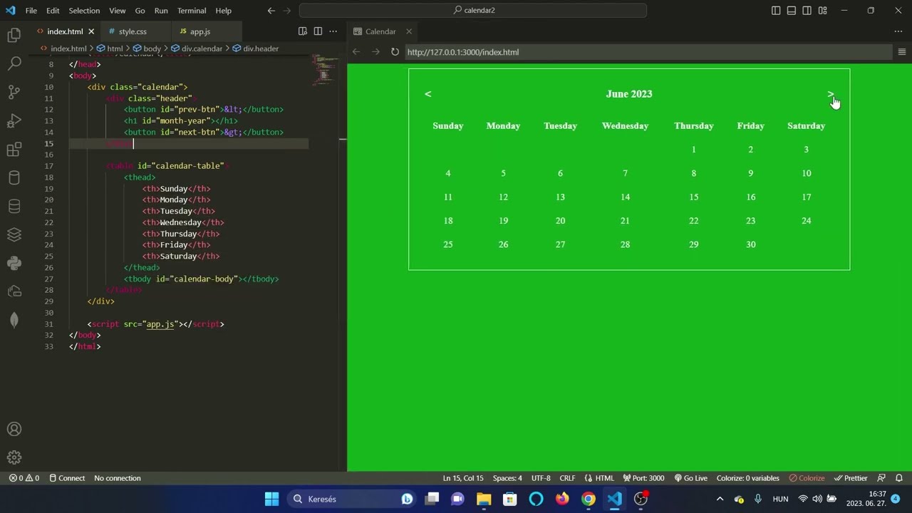 Build Online Calendar || using HTML CSS & JavaScript