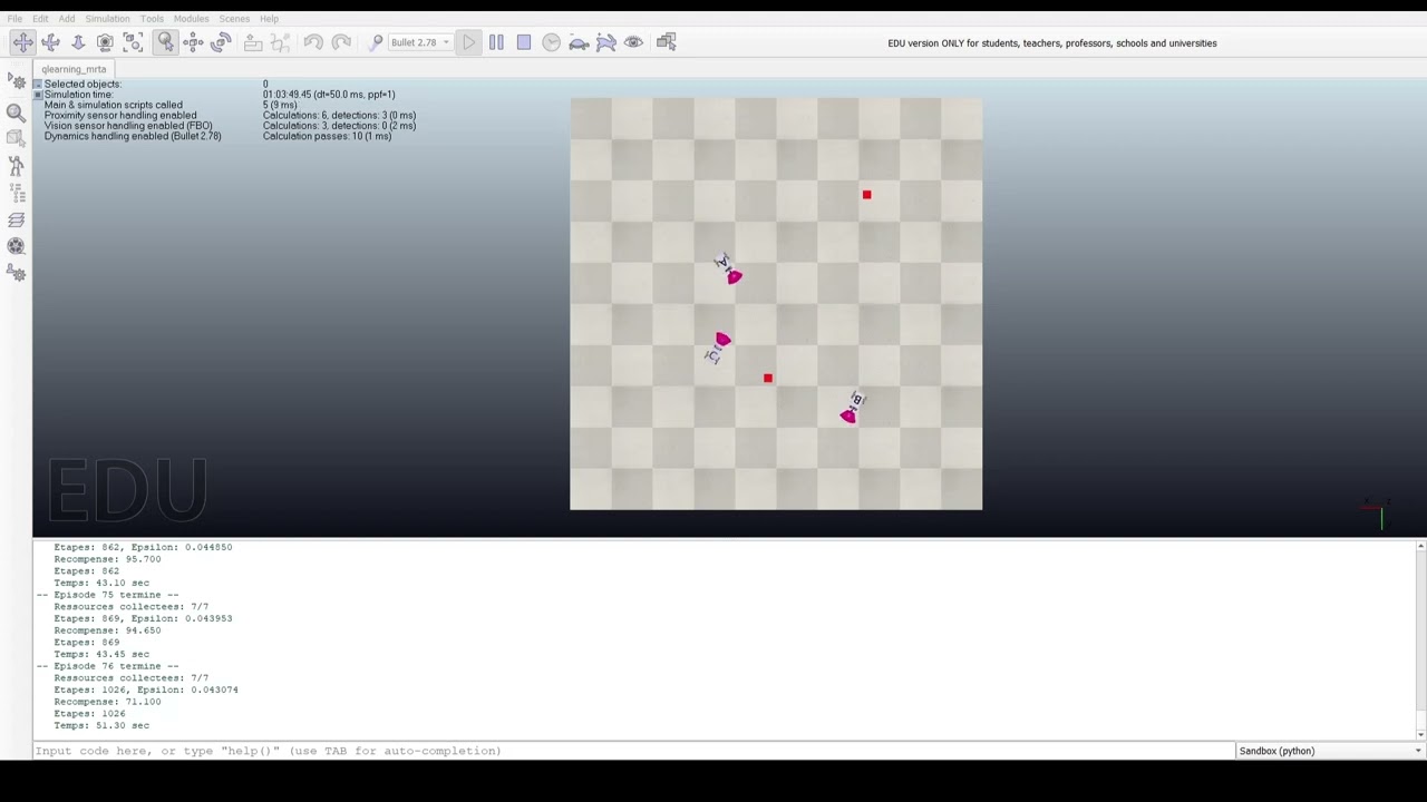 Multi-Robot Task Allocation with Q-Learning | CoppeliaSim AI Simulation Demo
