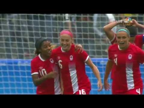 Coach Stone reacts to Janine Beckie goal in Olympics