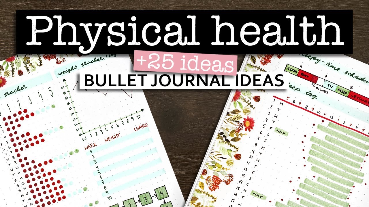 Physical Health Bullet Journal Ideas 💜 Fitness and health bullet journal layouts