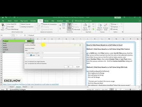 How to Hide Rows Based on a Cell Value in Excel