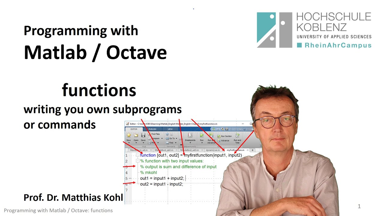 Programming with Matlab or Octave, Chap. 13: functions