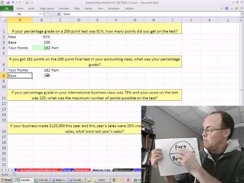 Excel 2010 Business Math 36: Memorization Trick For Percentage Math Problems