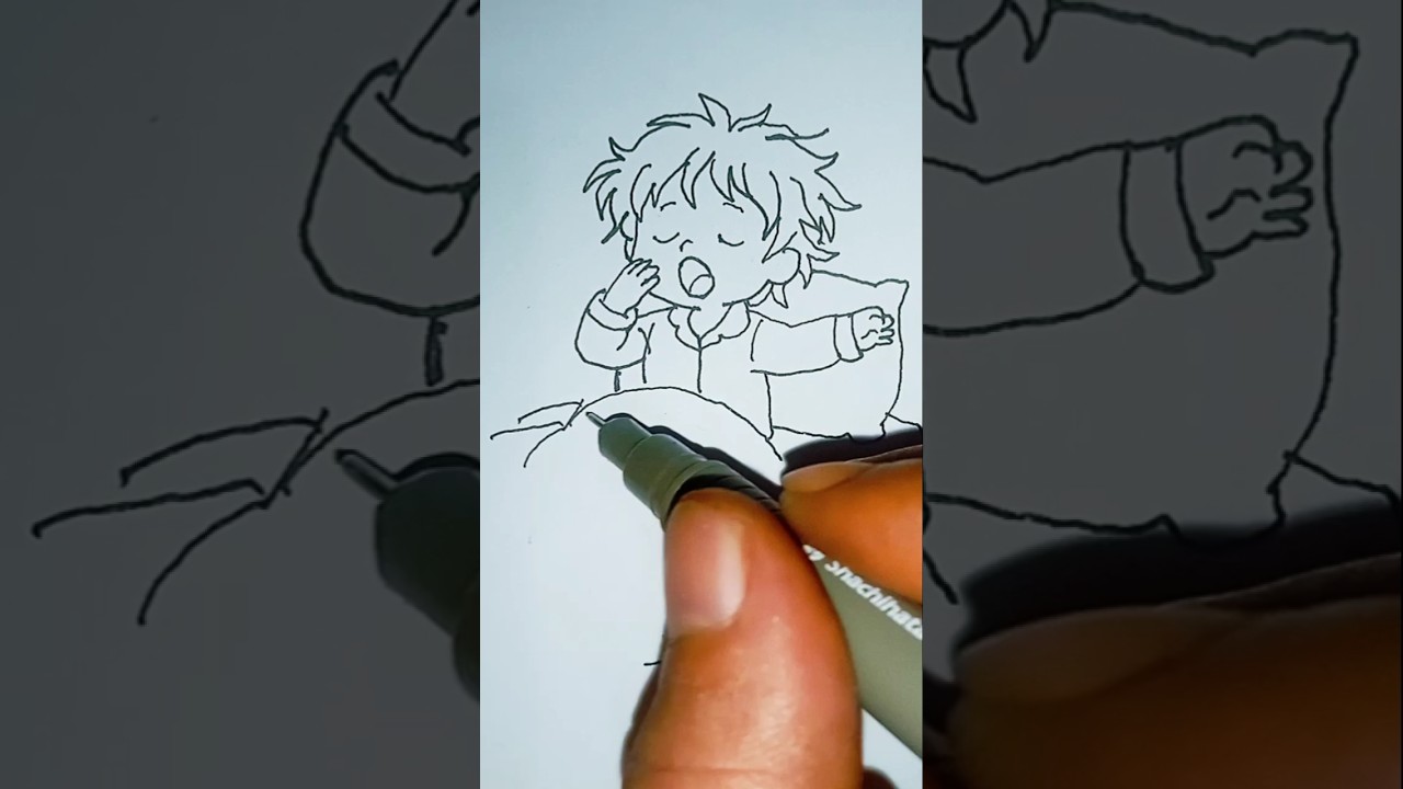 little boy who just woke up in the morning #shorts #sketch #sketchdrawing #draw #art
