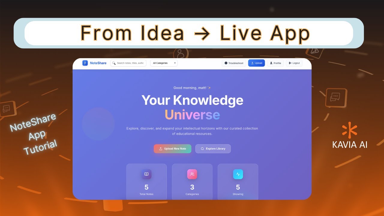 KAVIA AI App Builder Tutorial - Note & PDF Sharing App