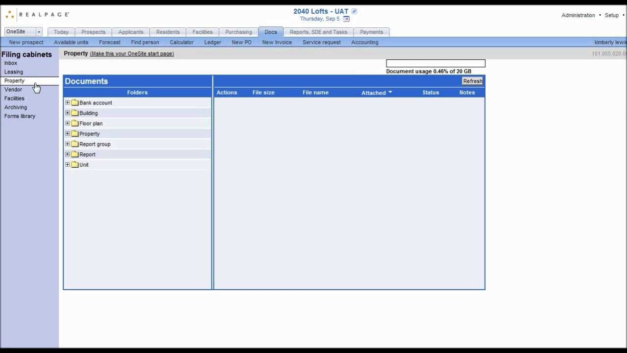 Document Management Overview Docs Tab