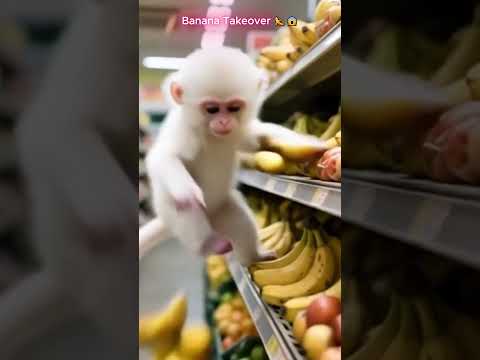 Monkey Goes Grocery Shopping Alone πππ΅ | Security Camera Chaos & Banana Mayhem!