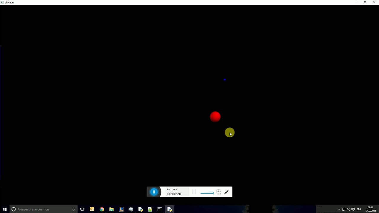 2body sim using VPython (Eulerian method)