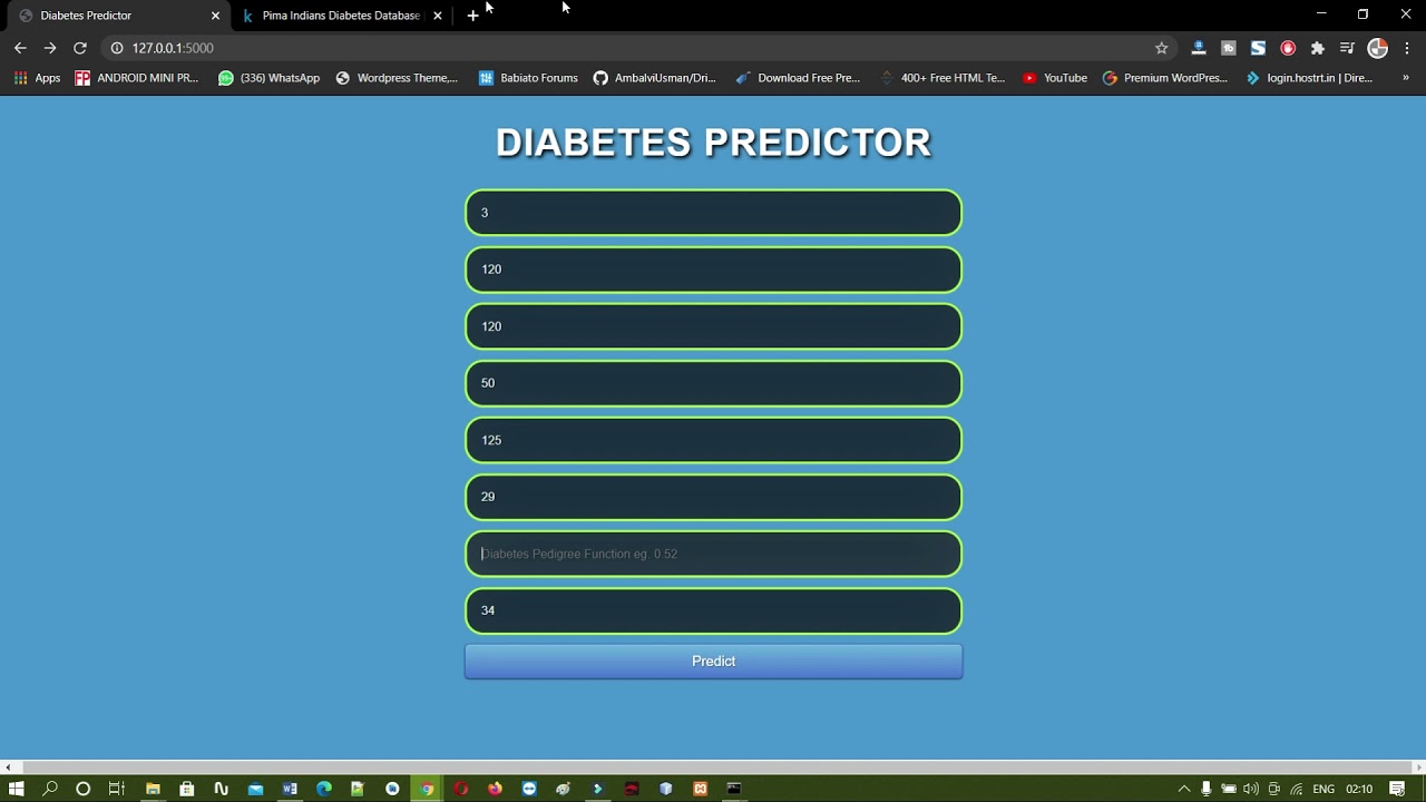 Diabetes Prediction using Machine Learning Project Code, Web App, Flask, Python