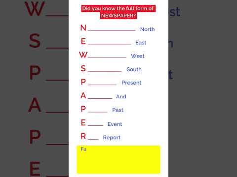 Did you know what NEWSPAPER stands for? Meaning of Newspaper #newspaper #shorts #youtubeshorts