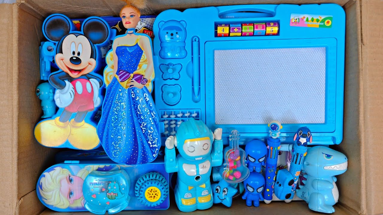 Unboxing Incredible Blue Stationery items - highlighter, eraser, sharpener, school supplies, pencil