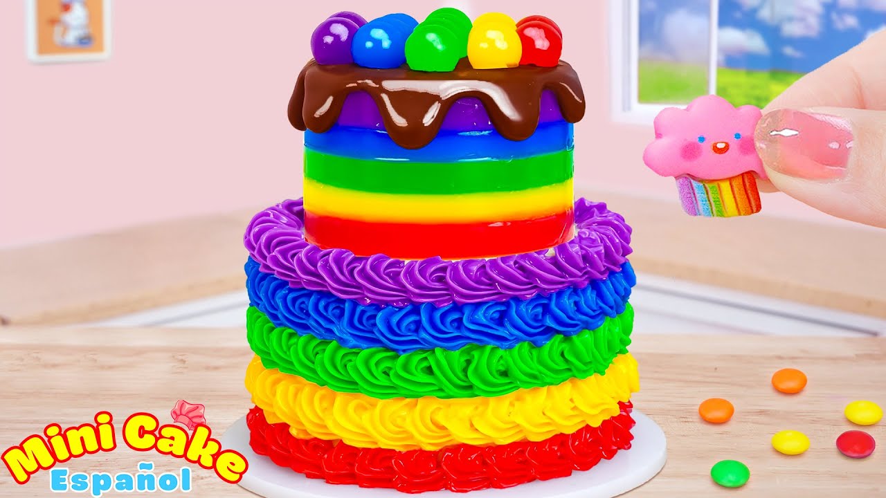 🌈 El Mejor Pastel de Arcoíris 💞 Increíble Pastel con Gelatina de Arcoíris en Miniatura para Decorar